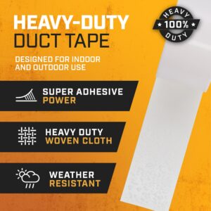 Lockport White Duct Tape - Roll Multi 6 Pack 20 Yards x 2 Inch - Duct Tape Heavy Duty - Waterproof - No Residue - Strong Adhesive Duct Tape Tearable for Indoor Outdoor Use - Duct Tape Bulk Value