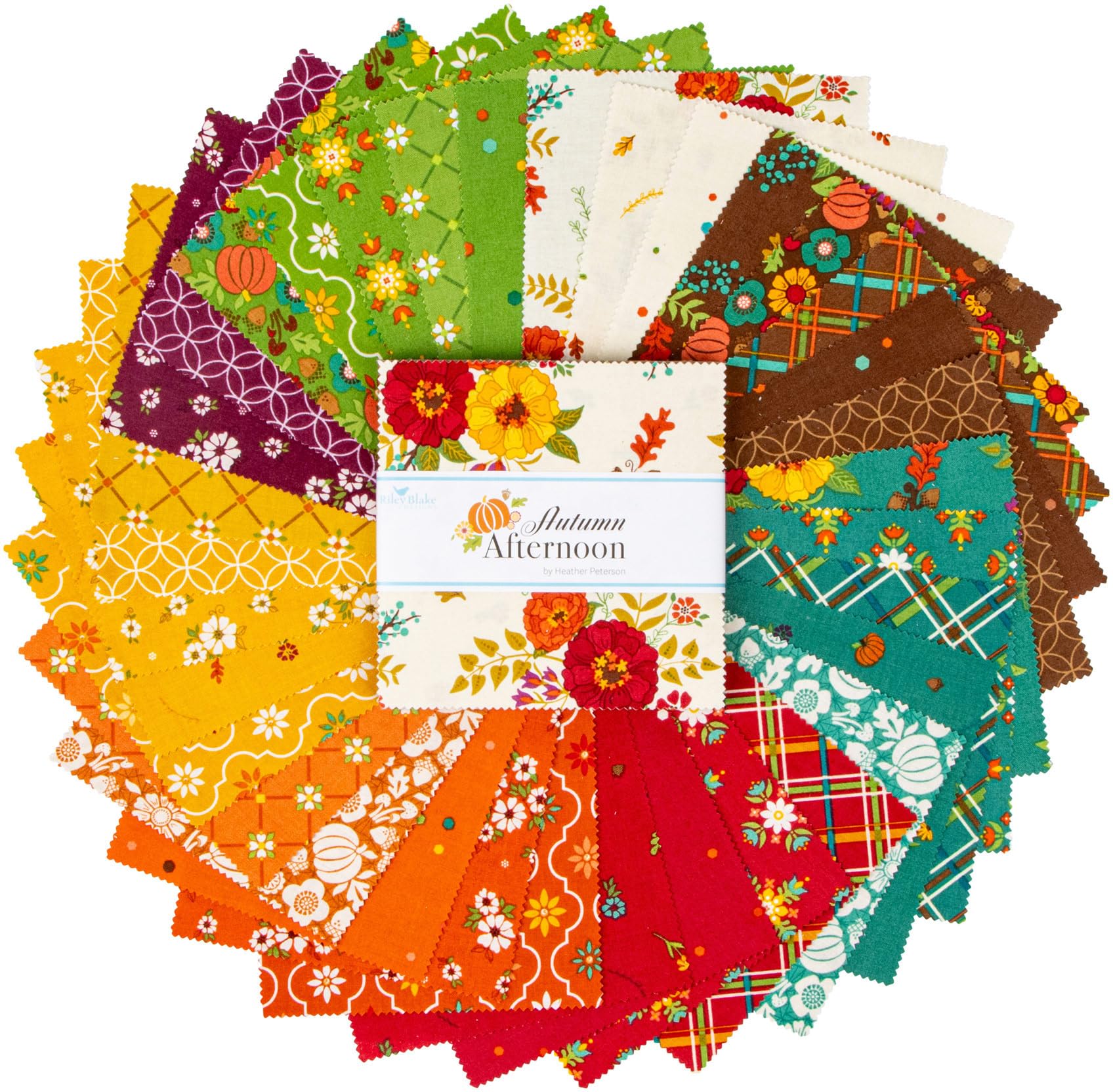 Heather Peterson Autumn Afternoon 5" Stacker 42 5-inch Squares Charm Pack Riley Blake 5-14870-42