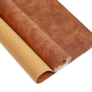 premium faux leather upholstery fabric 1.2mm thickness，waterproof upholstery leather distressed bark fabric(light brown,pre-cut 36"x54")