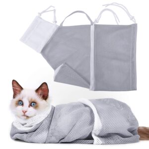 ylong cat bathing bag anti-bite and anti-scratch cat grooming bag for bathing, nail trimming, medicine taking,injection,adjustable multifunctional breathable restraint shower bag(gray)