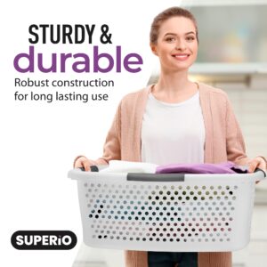 Superio Perforated Plastic Laundry Basket, 54 Liter, Dotted Design