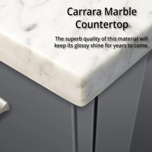 Bell+Modern Sonoma 84 in. W x 22 in. D Dark Grey Double Bath Vanity, Carrara Marble Top and 36 in. LED Mirrors