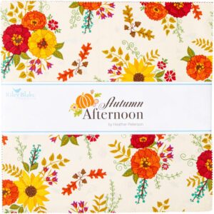 heather peterson autumn afternoon 10"" stacker 42 10-inch squares layer cake riley blake 10-14870-42, assorted