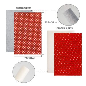 Whaline Valentine's Day Faux Leather Sheet Red Heart Love Pattern Synthetic Leather 7.87" x 11.81" Glitter Fabric Crafts for Earring Hair Bow DIY Crafts Making Holiday Anniversary Decor, 9 Sheet