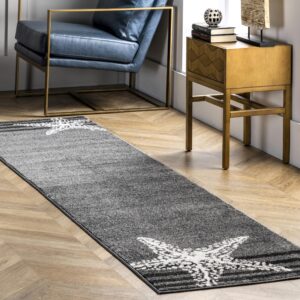 nuloom 2' x 6' performance indoor area rug, non-shed, power loomed high-traffic area rug for living room, bedroom, home, minnie grey