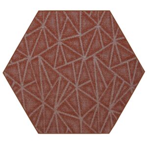 furnish my place modern indoor/outdoor commercial rust rug, modern area rug, baby nursery mat, commercial rug for living room, playroom, made in usa - 9' hexagon