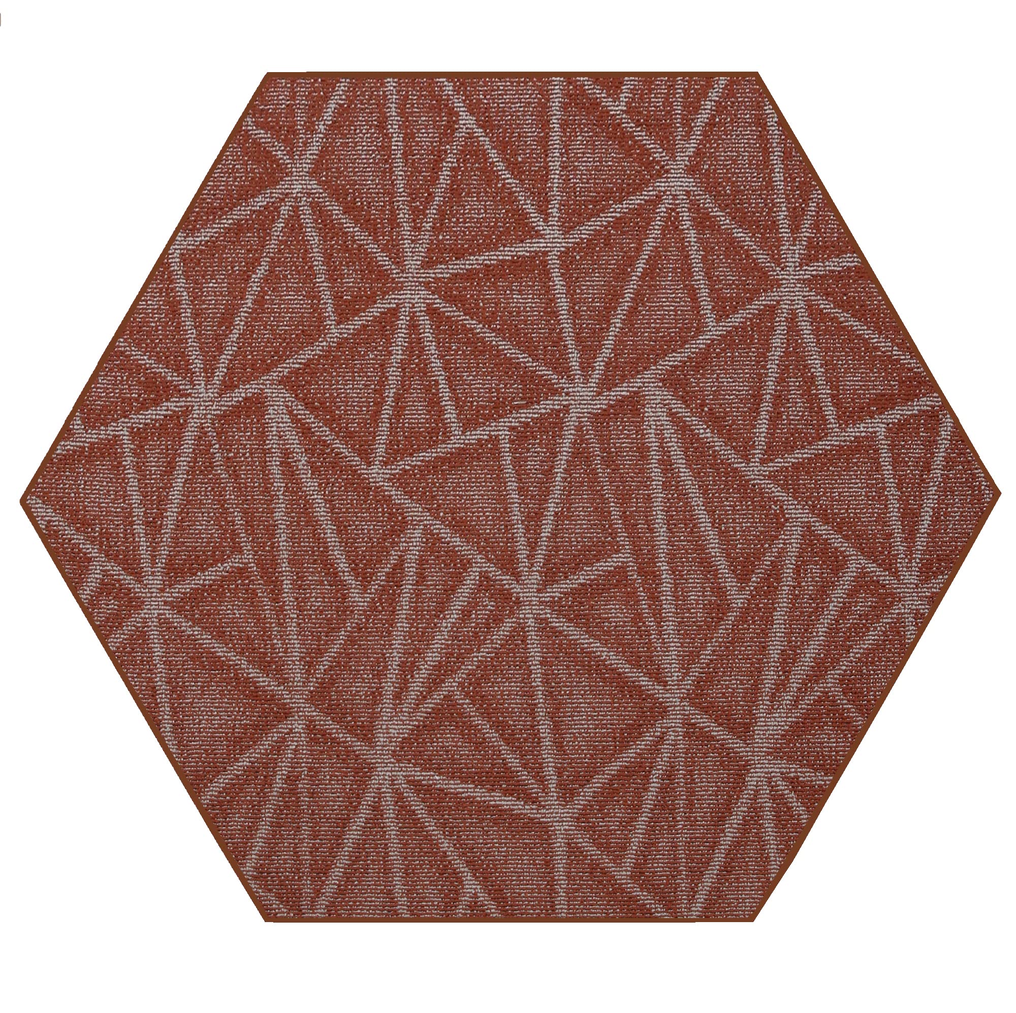 Furnish my Place Modern Indoor/Outdoor Commercial Rust Rug, Modern Area Rug, Baby Nursery Mat, Commercial Rug for Living Room, Playroom, Made in USA - 9' Hexagon