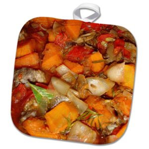 8x8 potholder - close up photograph of a moroccan lamb stew cooking in a tagine photography - moroccan tagine