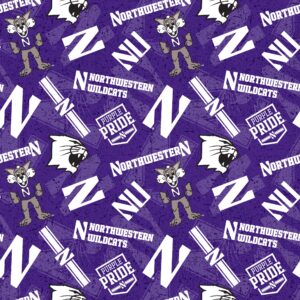 sykel entrprises sykel enterprises northwestern wildcats cotton fabric with new tone on tone design newest pattern…, 43 inches