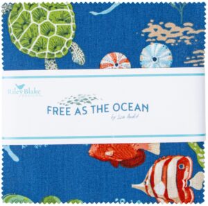 lisa audit free as the ocean 5" stacker 42 5-inch squares charm pack riley blake designs 5-14800-42