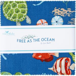 Lisa Audit Free as the Ocean 5" Stacker 42 5-inch Squares Charm Pack Riley Blake Designs 5-14800-42