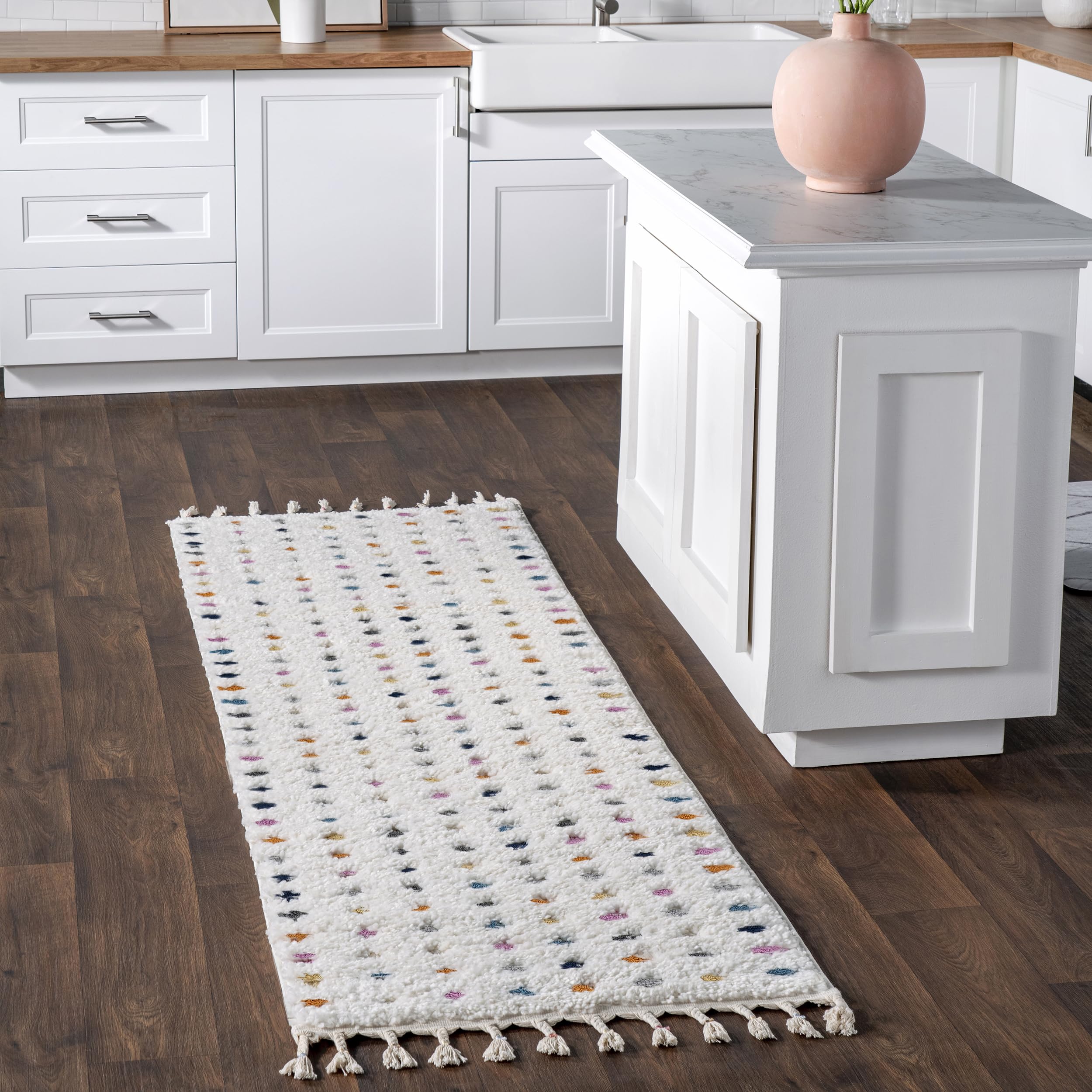 nuLOOM Behati Polka Dot Kids Tasseled Area Rug, 8x10, Ivory