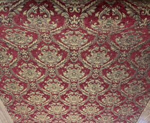 damask tapestry chenille fabric - upholstery fabric, 60" width - sold by the yard (dark red/gold)