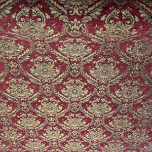 Damask Tapestry Chenille Fabric - Upholstery Fabric, 60" Width - Sold by The Yard (Dark Red/Gold)