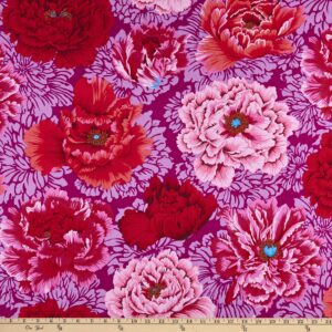 kaffe fassett collective 2021 brocade peony hot, fabric by the yard