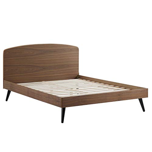 Modway Bronwen Full Wood Platform Bed in Walnut