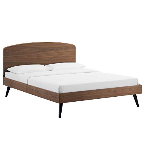 Modway Bronwen Full Wood Platform Bed in Walnut