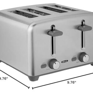 BELLA 4 Slice Toaster with Auto Shut Off - Extra Wide Slots and Removable Drop-Down Crumb Tray with Cancel and Reheat Function - For Texas Toast, Large Bread & Bagel, Stainless Steel