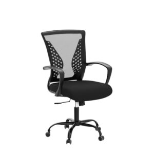 Home Office Chair, Ergonomic Desk Chair Mesh Mid Back Adjustable Height Computer Chair with Lumbar Support and Armrest Executive Arbitrary Rolling Swivel Task Chair - Black