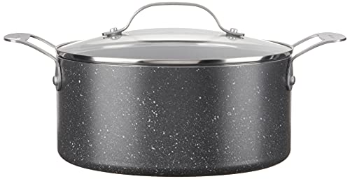 Granitestone Nonstick 5 Quart Stock Pot with Lid with Ultra Durable Mineral and Diamond Triple Cookware Set, Black