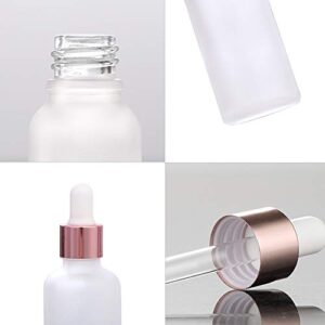 Furnido 12 Pack,1.7 Oz Frosted Glass Dropper Bottle,Empty Essential Oil Dropper Bottle Holder With Glass Eye Dropper,Rose-Golden Caps Perfume Travel Vial Container-Pipette,Stickers,Funnel included