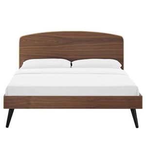 Modway Bronwen Full Wood Platform Bed in Walnut