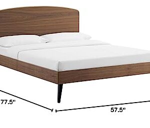 Modway Bronwen Full Wood Platform Bed in Walnut