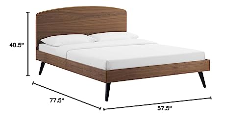 Modway Bronwen Full Wood Platform Bed in Walnut