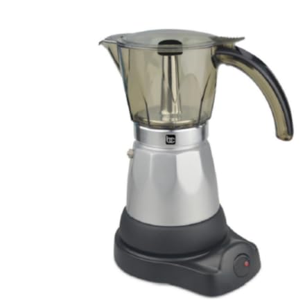 Bene Casa Espresso Coffe Maker, 6 Cup,Electric Maker Portable Cafetera Electrica| Trasparent Carefa, De 6 Tasas, Para Cafe' Espresso,Baso Trasparente.