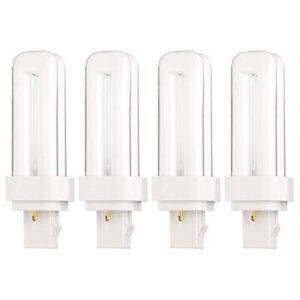 (4 pack) 13 watt double tube – 2 pin (gx23-2) base - 4100k cfl-plug-in replacement for sylvania 21120/20708 - cf13dd/841/eco - ge 97589 - f13dbx23/841/eco - philips 383133 pl-c13w/41/usa/alto.