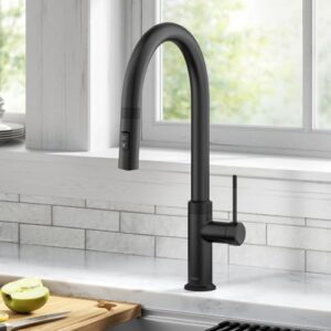 KRAUS Oletto Modern Industrial Pull-Down Single Handle Kitchen Faucet in Matte Black, KPF-2654MB