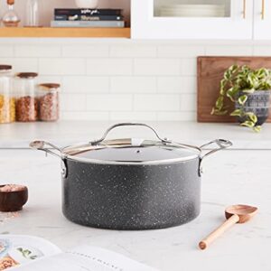 Granitestone Nonstick 5 Quart Stock Pot with Lid with Ultra Durable Mineral and Diamond Triple Cookware Set, Black