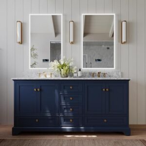 ancerre designs audrey 72" wood bathroom vanity set in heritage blue