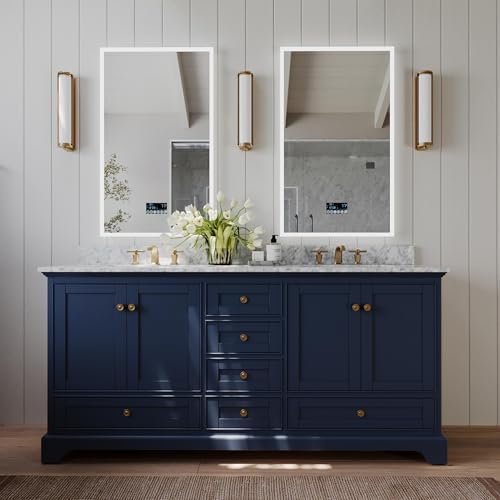 Ancerre Designs Audrey 72" Wood Bathroom Vanity Set in Heritage Blue