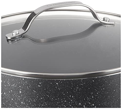 Granitestone Nonstick 5 Quart Stock Pot with Lid with Ultra Durable Mineral and Diamond Triple Cookware Set, Black