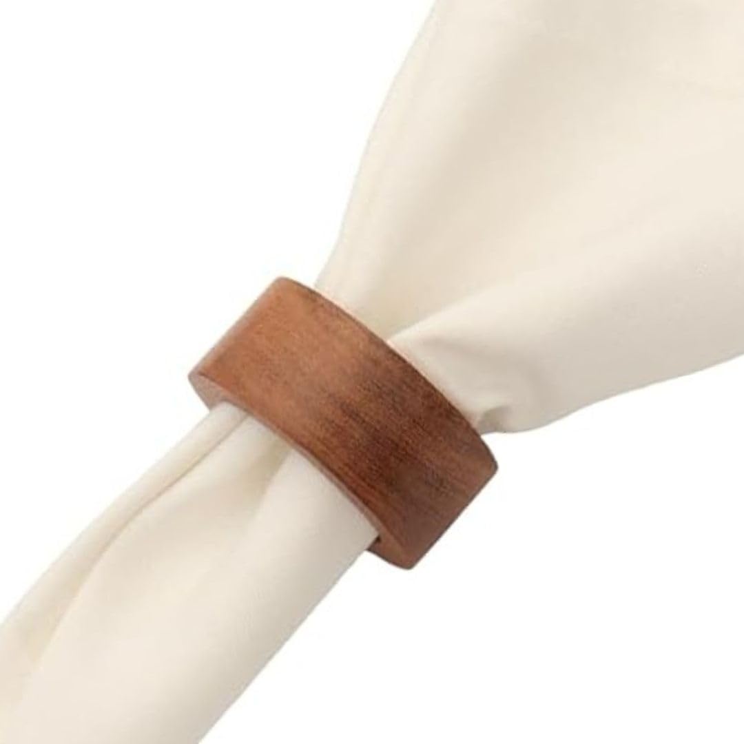 ARN CRAFT Wooden Napkin Ring for Weddings Dinner Parties or Every Day Use (Set of 12, Plane)