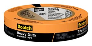 scotch heavy duty painter's tape, 0.94 in x 60.1 yd, for use on vinyl, carpet, metal, & plastic, indoor & outdoor masking tape, bonds aggressively, 3-day clean removal, 1 roll (2020+-24ap)