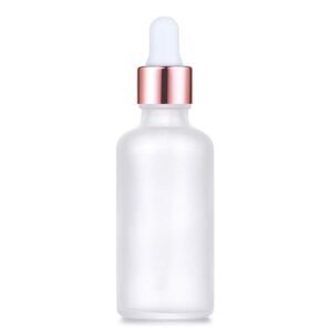 Furnido 12 Pack,1.7 Oz Frosted Glass Dropper Bottle,Empty Essential Oil Dropper Bottle Holder With Glass Eye Dropper,Rose-Golden Caps Perfume Travel Vial Container-Pipette,Stickers,Funnel included