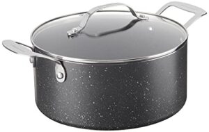 granitestone nonstick 5 quart stock pot with lid with ultra durable mineral and diamond triple cookware set, black