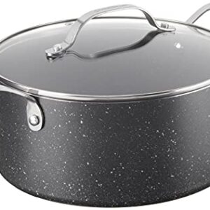 Granitestone Nonstick 5 Quart Stock Pot with Lid with Ultra Durable Mineral and Diamond Triple Cookware Set, Black