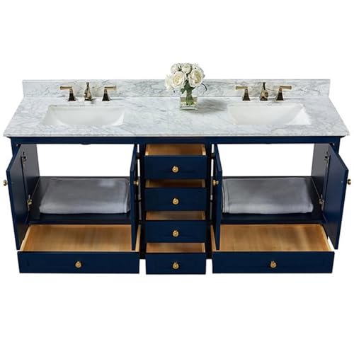 Ancerre Designs Audrey 72" Wood Bathroom Vanity Set in Heritage Blue