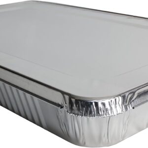 EHOMEA2Z Large Aluminum Pans With Lids Disposable Full Heavy Duty Roasting, Broiling, Baking, Catering Pans 21x13x3 (15, Full-Size w/Lids)