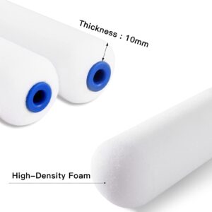 Mister Rui Foam Paint Roller, 10 Pack 4 Inch Small Paint Roller Covers, High Density Foam Paint Roller, Mini Rollers for Painting Walls, Cabinets, Cupboards, Doors