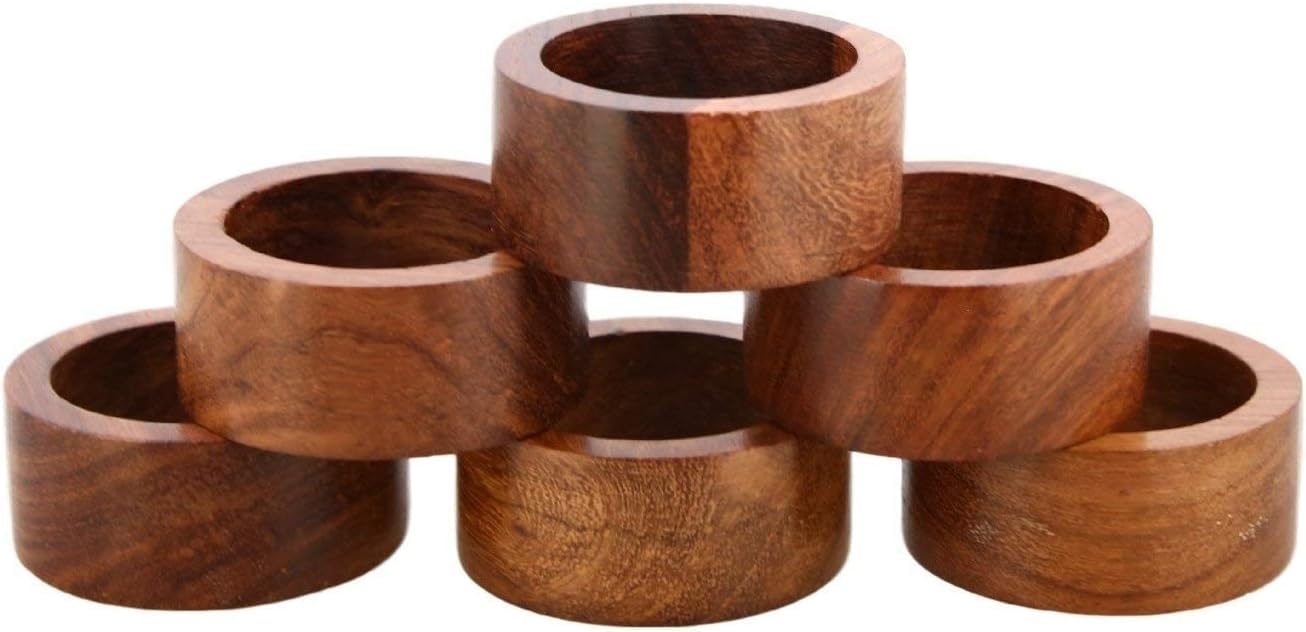 ARN CRAFT Wooden Napkin Ring for Weddings Dinner Parties or Every Day Use (Set of 12, Plane)