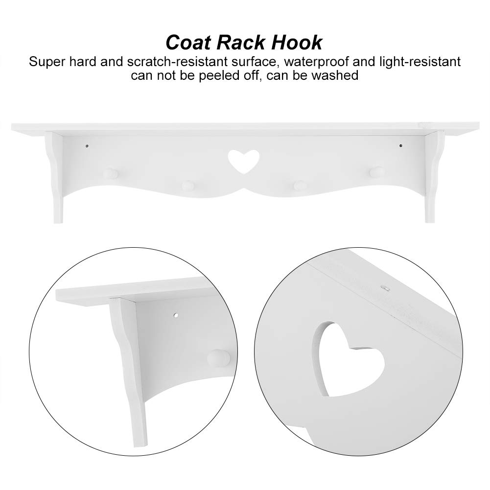 LZKW Wall Hanging Shelf Coat Rack Hook White Shelf, Wall Shelf, for Household Storage Supplies Storage Tool for Bedroom