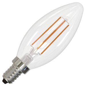 bulbrite 776763 4 watt led b11 clear decorative candelabra (e12) base, 3000k light bulb