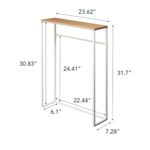 Yamazaki Home Modern Slim Console Table, Slim Narrow Accent Table for Entryway Or Living Room, Metal and Wood Skinny Hallway or Sofa Table Steel One Size White