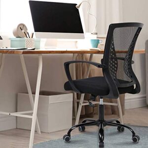 home office chair, ergonomic desk chair mesh mid back adjustable height computer chair with lumbar support and armrest executive arbitrary rolling swivel task chair - black