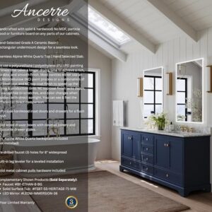 Ancerre Designs Audrey 72" Wood Bathroom Vanity Set in Heritage Blue