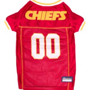 Pets First NFL Kansas City Chiefs Dog Jersey, Size Large. Best Football Jersey Costume for Dogs & Cats. Licensed Jersey Shirt